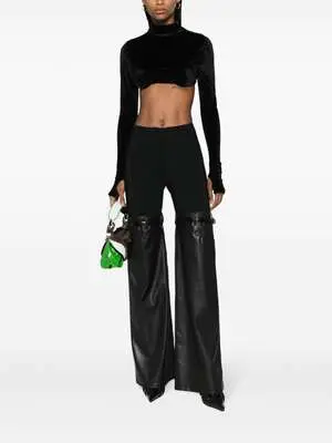Gcds Velvet-finish High-neck Top - Black