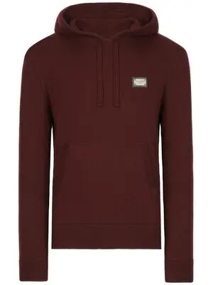 Dolce & Gabbana Logo-plaque Knitted Hoodie - Brown