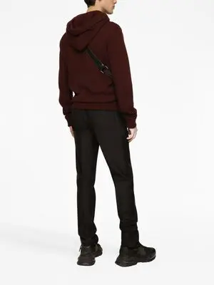 Dolce & Gabbana Logo-plaque Knitted Hoodie - Brown