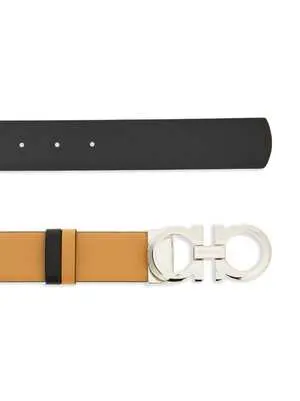 FERRAGAMO Gancini-buckle Reversible Leather Belt - Neutrals