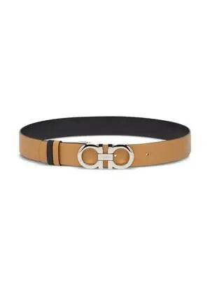 FERRAGAMO Gancini-buckle Reversible Leather Belt - Neutrals