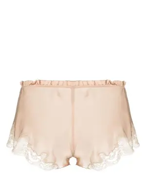 Carine Gilson Calais Caudry-lace Silk Shorts - Neutrals