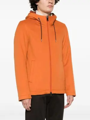 Herno Lightweight Cashmere Hooded Bomber Jacket - Orange