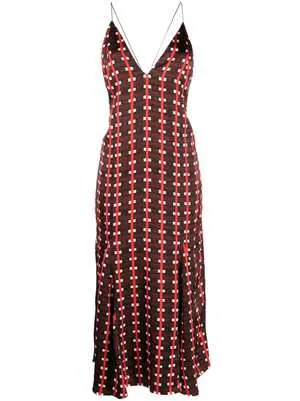 WALES BONNER Geometric-print Maxi Dress - Brown