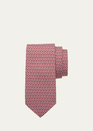 FERRAGAMO Ferragamo Interwoven Gancini-Print Silk Tie Frossoaz