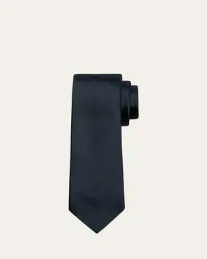 FERRAGAMO Ferragamo Solid Silk Neck Tie Blue Notte