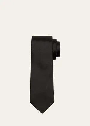 FERRAGAMO Solid Silk Neck Tie - New Black