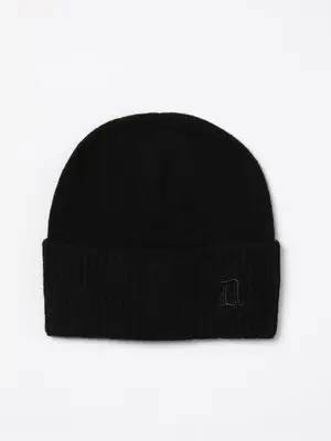 DONDUP Wool Beanie With Cuff And Contrast Logo Black