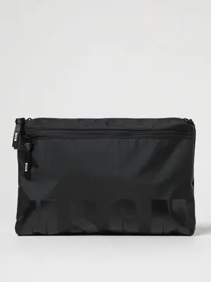 MSGM Nylon Shoulder Bag With Logo - Black