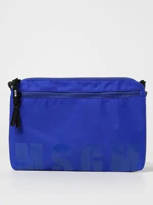 MSGM Nylon Shoulder Bag With Logo - Blue
