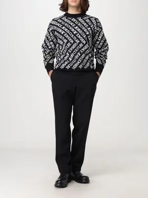 Versace Sweater With All-over Logo Print - Black