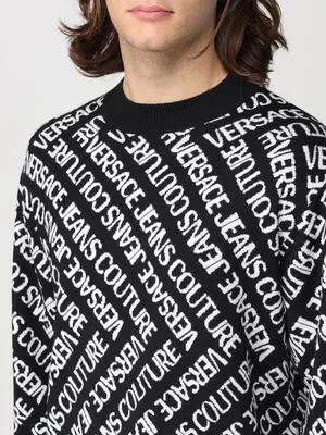 Versace Sweater With All-over Logo Print - Black