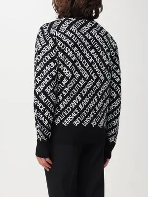 Versace Sweater With All-over Logo Print - Black