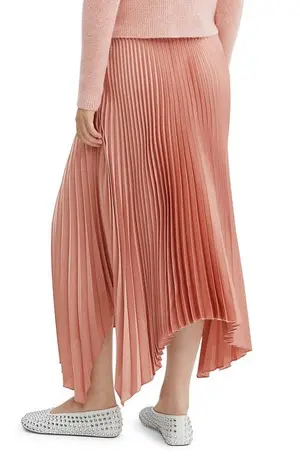 Mango Handkerchief Hem Pleated Skirt - Pastel Pink