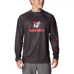 Columbia Georgia Bulldogs Pfg Terminal Tackle Long Sleeve T-shirt - Heather Charcoal