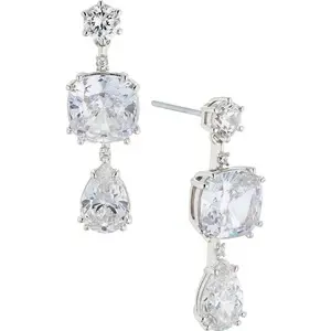 Nadri Evelyn Triple Drop Earrings - Rhodium