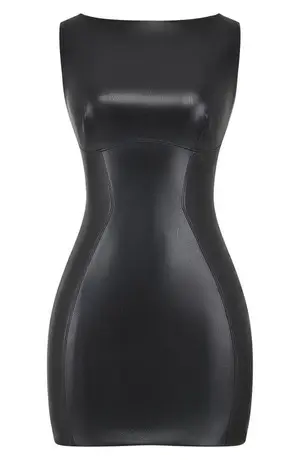 House Of Cb Leola Faux Leather Mini Dress - Black | Editorialist
