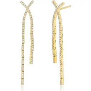 Ef Collection Crisscross Diamond Drop Earrings - Yellow Gold