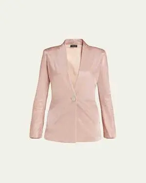 Giorgio Armani Metallic Bonded Jersey Blazer - Solid Light/pastel P