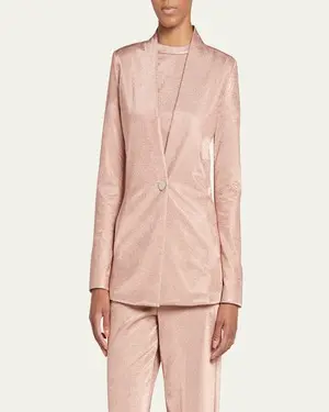 Giorgio Armani Metallic Bonded Jersey Blazer - Solid Light/pastel P
