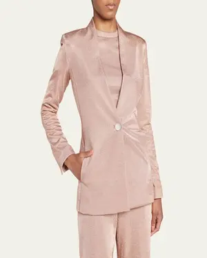 Giorgio Armani Metallic Bonded Jersey Blazer - Solid Light/pastel P