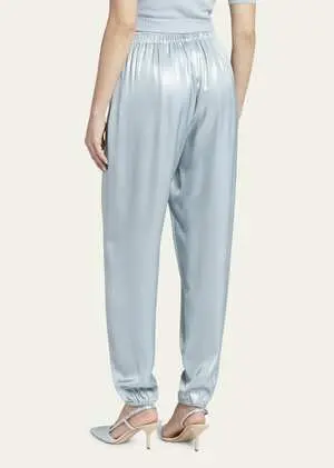 Giorgio Armani Laminated Viscose Satin Jogger Pants