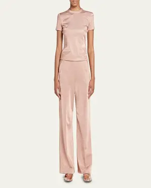 Giorgio Armani Metallic Bonded Jersey Tee - Solid Light/pastel P