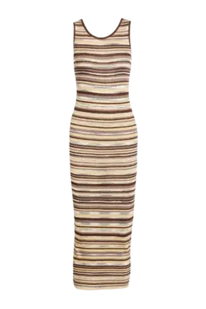 Missoni Metallic Spacedyed Ribbed-Knit Midi Dress - Brown