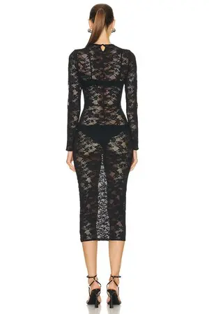 FLEUR DU MAL Le Stretch Multifit Lace Long Sleeve Dress