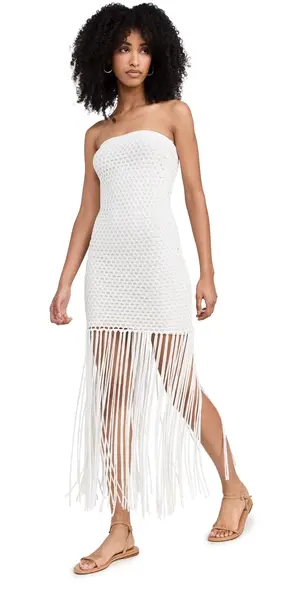 PQ SWIM Vanessa Strapless Fringe Dress - Water Lily