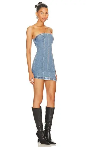 Abrand Denim Bustier Mini Dress