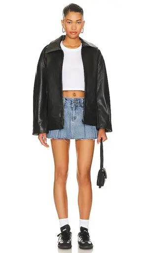 Abrand Denim Pleated Mini Skirt