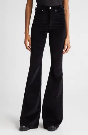 Veronica Beard Sheridan Velvet Bell Bottom Pants Black