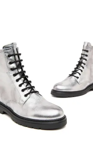 NEROGIARDINI Clean Combat Boot - Silver