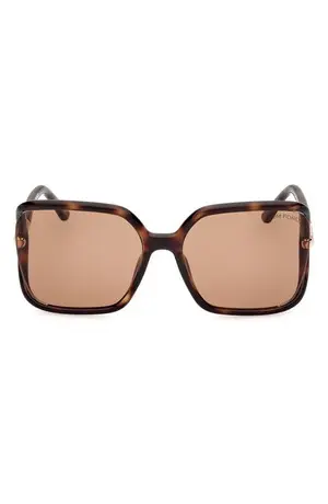TOM FORD TOM FORD Butterfly Sunglasses Shiny Dark Havana/brown