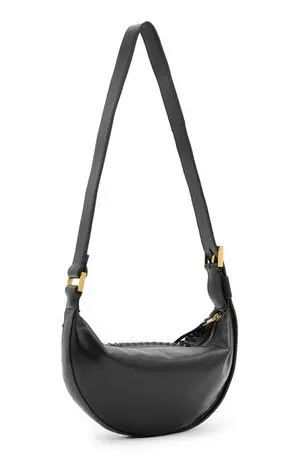 ALLSAINTS Half Moon Studded Leather Crossbody Bag