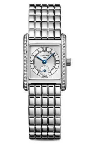 LONGINES Mini Dolcevita Diamond Pavé Bracelet Watch - Silver