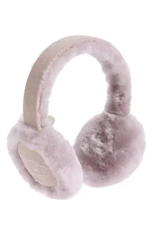 UGG UGG(r) Logo Embroidered Shearling Earmuffs Ashen Rose