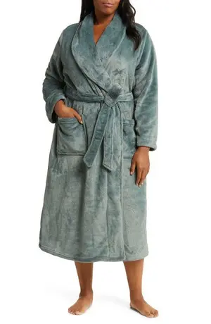 Nordstrom Shawl Collar Plush Robe Green Balsam