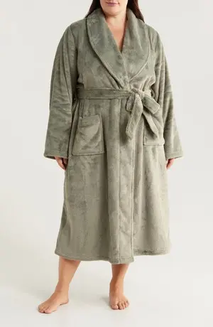 Nordstrom Shawl Collar Plush Robe Green Halo
