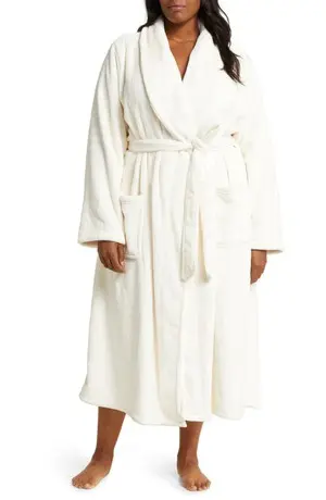 Nordstrom Shawl Collar Plush Robe Ivory Egret