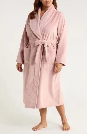 Nordstrom Shawl Collar Plush Robe Pink Puff