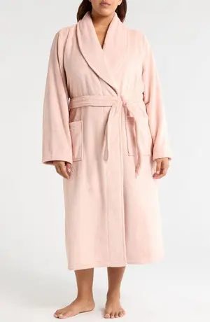 Nordstrom Shawl Collar Plush Robe Pink Smoke