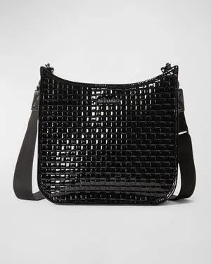 Mz Wallace Woven Patent Box Crossbody Bag - Black