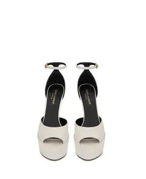 Saint Laurent Jodie Platform Sandals - Pearl Lambskin