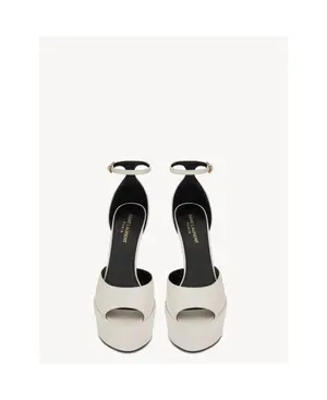 Saint Laurent Jodie Platform Sandals - Pearl Lambskin
