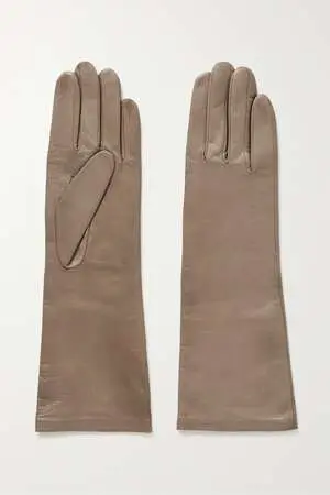AGNELLE Celia Leather Gloves Beige