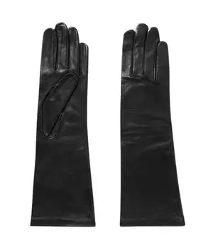 AGNELLE Celia Leather Gloves - Black
