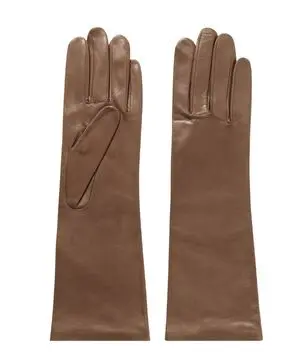 AGNELLE Celia Leather Gloves - Brown