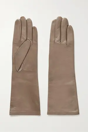 AGNELLE Celia Leather Gloves Neutrals